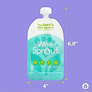 WeeSprout Double Zipper Reusable Food Pouches (5 Fl Oz, Blue)