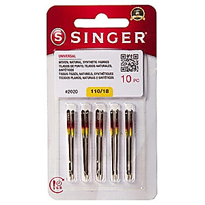 SINGER 10-Pack Universal 2020 Sewing Machine Needles, Size 110/18
