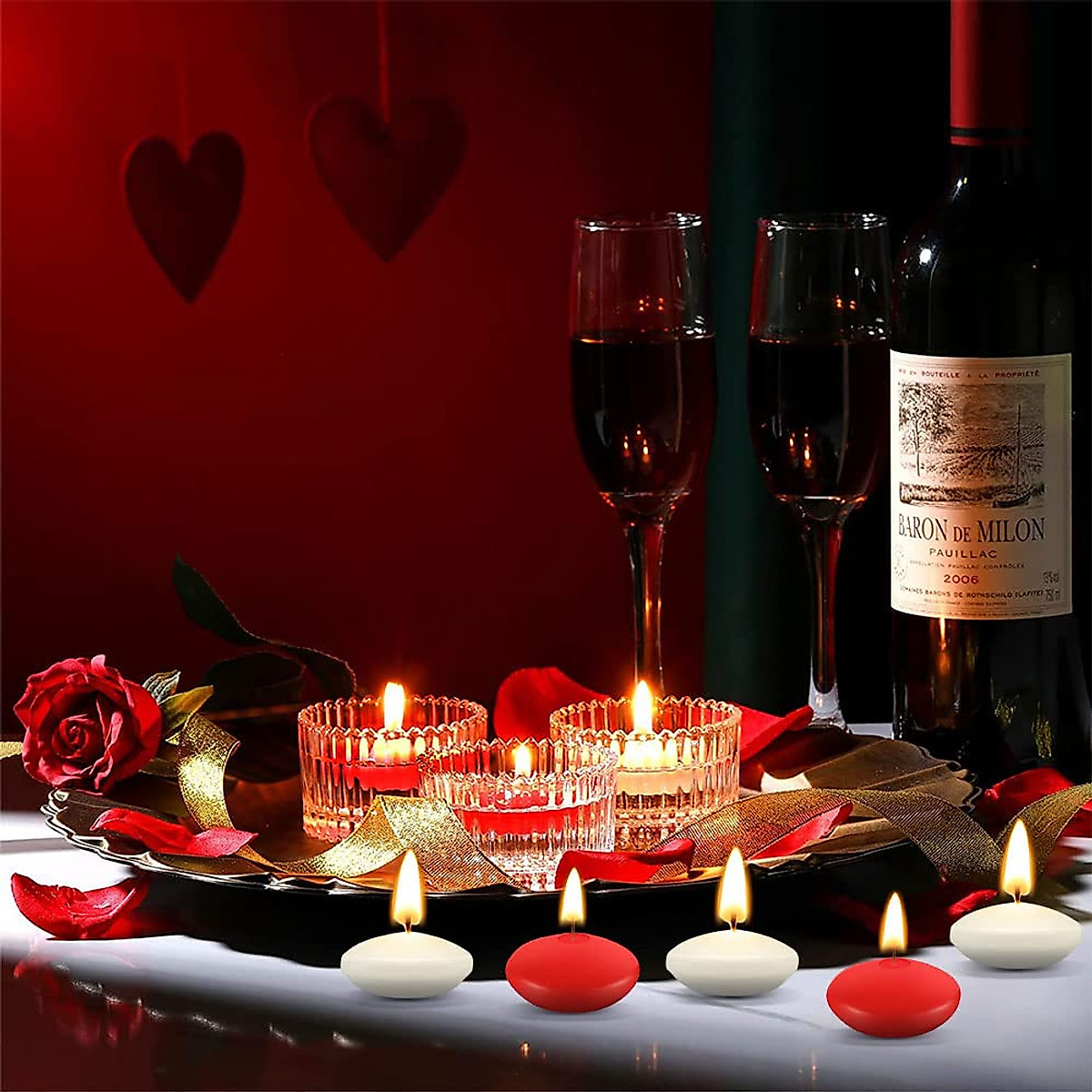 Unscented Floating Candles for Centerpieces, 40PCS Floating Warm Tealights Candles for Wedding Valentine's Day Christmas Bachelorette Party for Home Kitchen Bathtub Dining Table Decorations