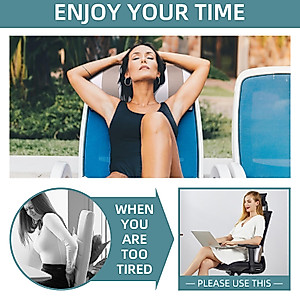 Rasugarlary Outdoor Chair Pillows, 4 Pack Chaise Lounge Headrest Pillows Striped Pool Lounge Chair Pillows with Strap Recliner Pillow for Patio Garden Beach Balcony (Khaki)