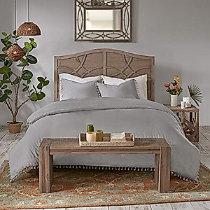 Madison Park Lillian 100% Cotton Duvet, Bohemian Fringe Tassel Trim Border Shabby Chic All Season Comforter Cover Bed Set with Matching Shams, King/Cal King(104"x92"), Grey 3 Piece