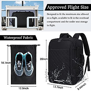 IGOLUMON Travel Backpack for Men Women 40L Flight Approved Carry on Backpack 17 Inch Waterproof Laptop Backpack Large Luggage Daypack Business College Weekender Backpack with Shoe Bag, Dark Black