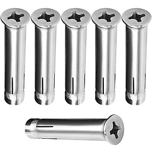 Expansion Screw,Stainless Steel Expansion Bolts, Screws, Screws, Expansion Bolts - 304 Stainless Steel Cross Countersunk Head Expansion Screw for Home Decoration, Engineering, Silver, M6*60 (Color :