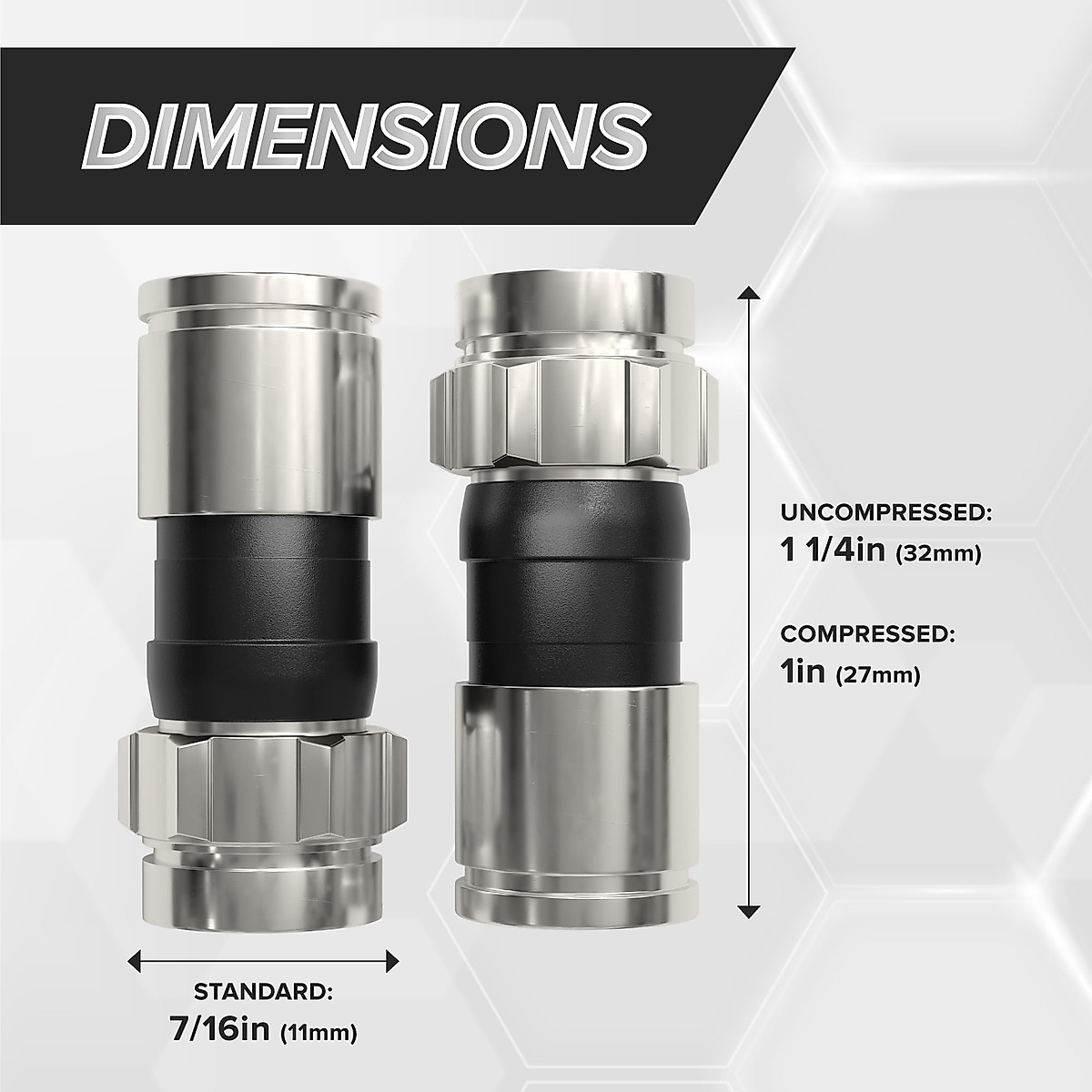 THE CIMPLE CO Coaxial Cable Compression Fitting - 10 Pack Connector - for RG6 Coax Cable - with Weather Seal O Ring and Water Tight Grip