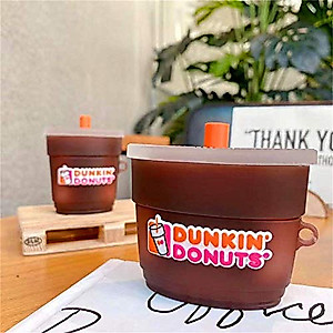 Airpods Pro Cover, 3D Cute Fashion Soup Silk Milk Tea Cup Cartoon Design, Soft Silicone tective case, Suitable for Apple AirPods Pro Cases, and Comes with a Keychain Accessory (Brown)