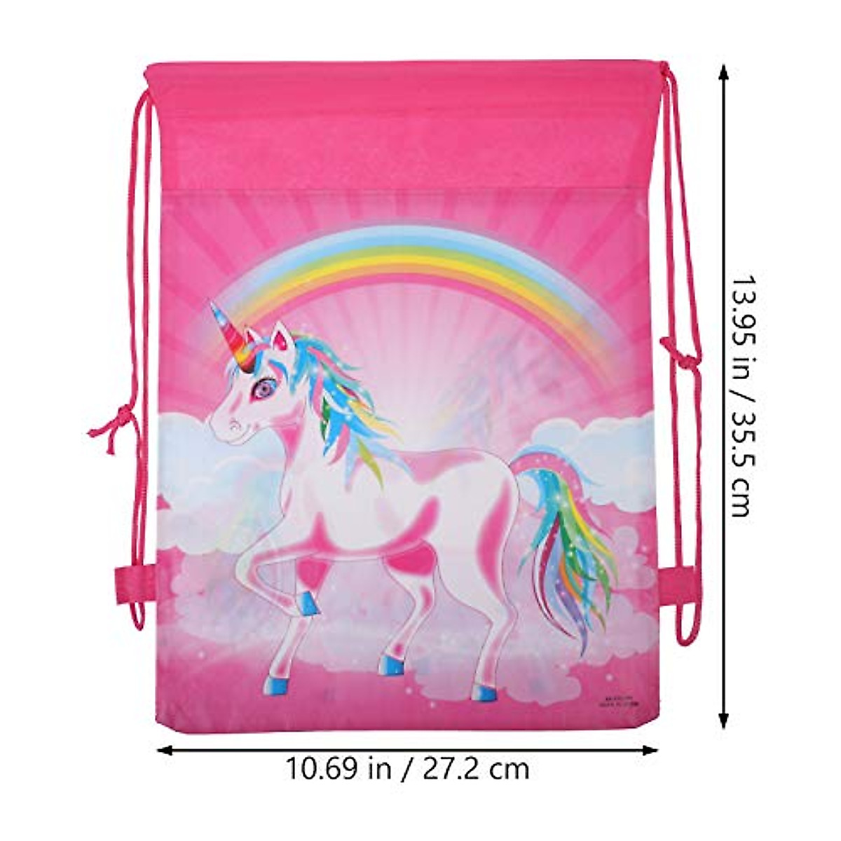Amosfun 10pcs Unicorn Drawstring Backpack Unicorn Party Gift Pouch Nonwoven for Kids Unicorn Party Birthday Party Bag Supplies