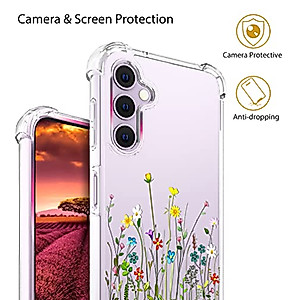 Topgraph Samsung Galaxy S23 Case Floral Flower Clear Cute for Women Girly Designer Girls,Silicone Transparent Phone Case Floral Design Compatible with Samsung Galaxy S23 (Flower Bouquet Wild)