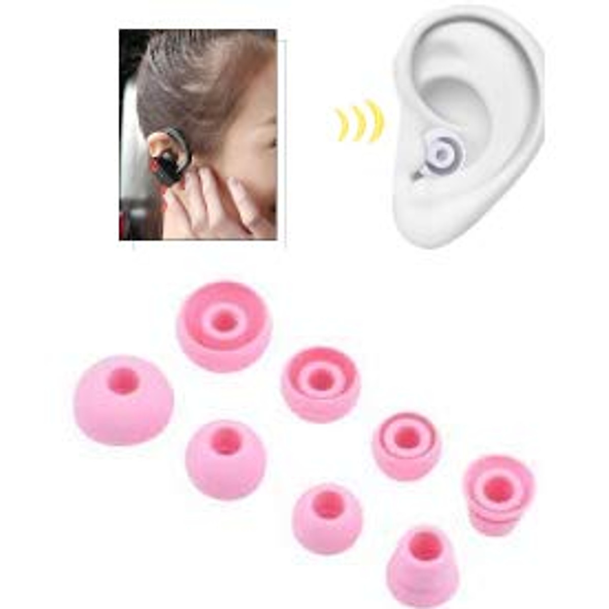 4 Pairs Replacement Silicone Earbuds Ear Tips Set Compatible with Powerbeats 2 Powerbeats 3 Wireless Beats by Dre Headphones (Pink)