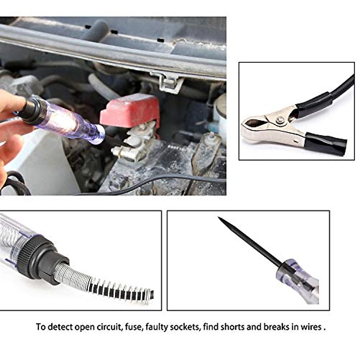 2 Pcs Car Circuit Tester, 6V-12V-24V DC, TuNan Automotive Voltage Test Electrical Volt Continuity Tester Auto with Indicator Light/Long Probe for Truck SUV RV/Wire/Fuse/Socket - Black