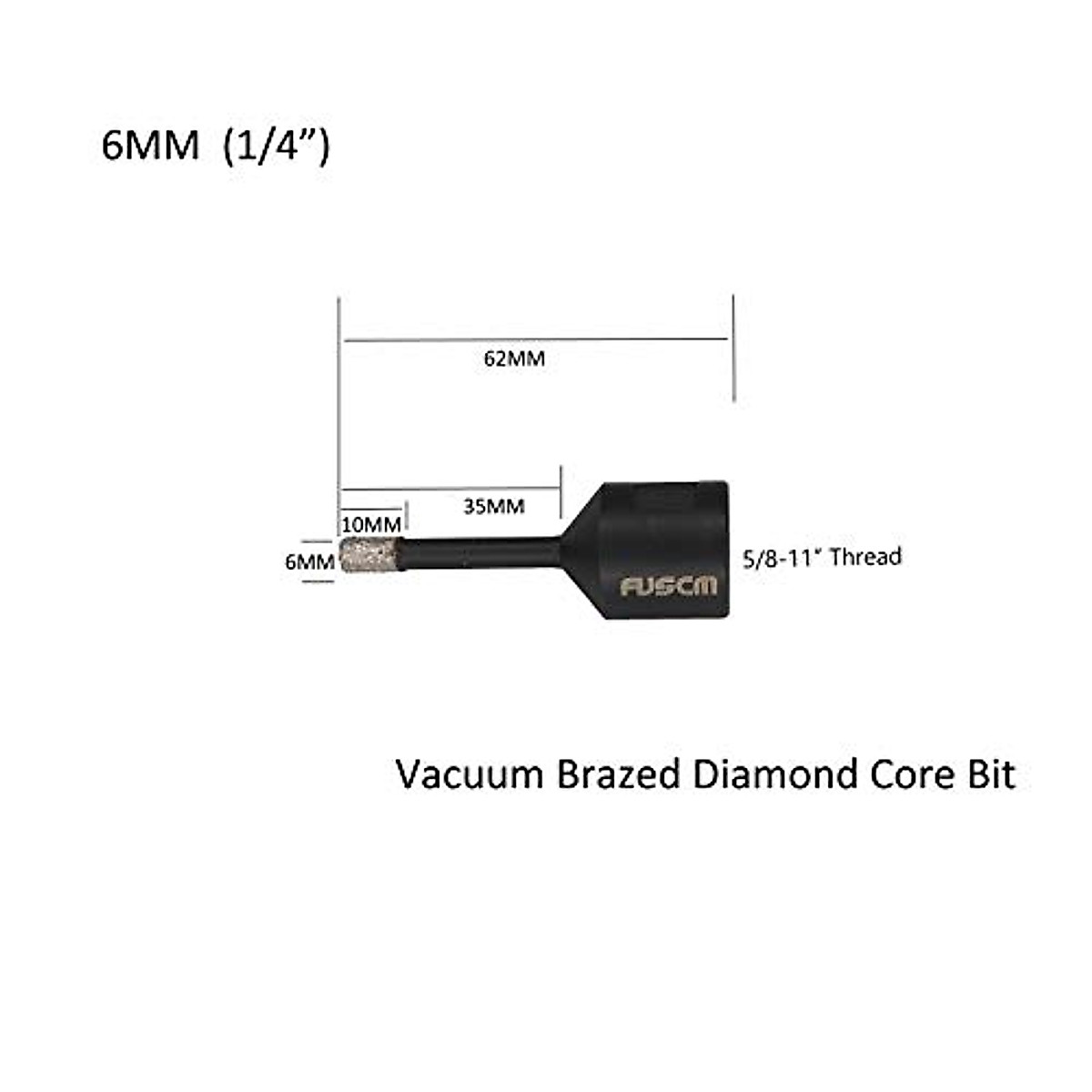 FVSCM Diamond Core Drill Bits 2PCS 1/4 Inch for Porcelain Ceramic Tile Marble Brick Vacuum Brazed Hole saw 6mm