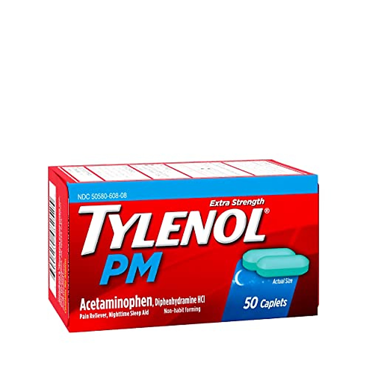 Tylenol PM Extra Strength Pain Reliever & Sleep Aid Caplets, 500 mg Acetaminophen, 50 ct