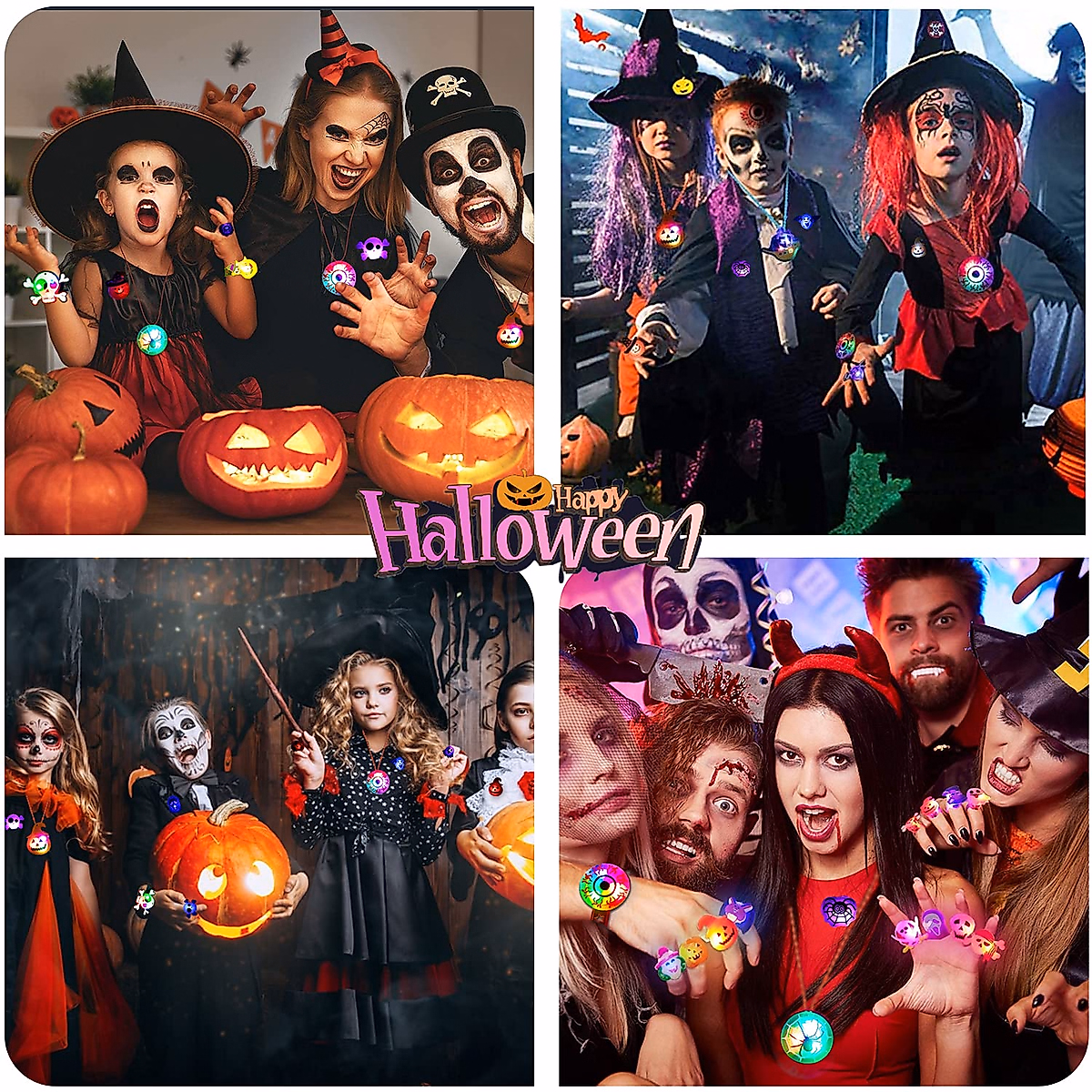 Halloween Party Favors for Kids, Light Up Necklace Rings Watch Party Supplies Set for Halloween Holiday