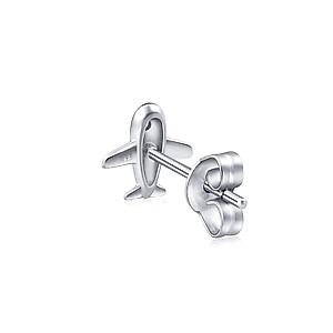 CHOW SANG SANG 950 Platinum Cute Plane Diamond Stud Single Earring for Women 92119E (Sold Single Not Pair)