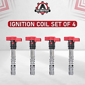 Ignition Coil Pack Set of 4-1.8T - Replaces 06C905115M, 06B905115R, 06B905115D - Compatible with Volkswagen & Audi Vehicles