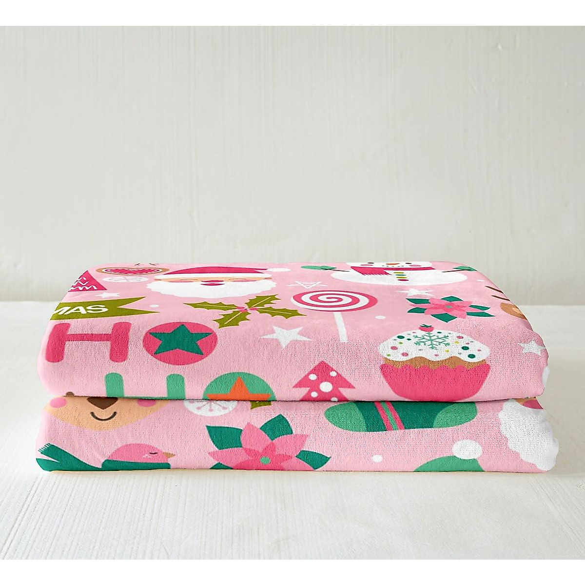 Feelyou Kids Pink Merry Christmas Fleece Throw Blanket 40"x50" Merry Christmas Tree and Snowman Sherpa Blanket for Boys Girls Xmas Plush Blanket Snowflake Holiday Plush Blanket