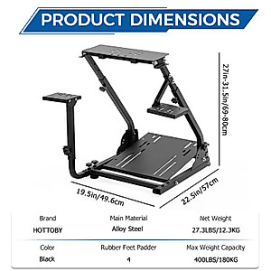 Hottoby Racing Steering Wheel Stand Foldable & Dual Shift Levers Fit for Logitech/Thrustmaster G25 G27 G29 G920 G923 T150 T248 T300 Multi-level Easy Storage & Install Cockpit,No Wheel & Pedals