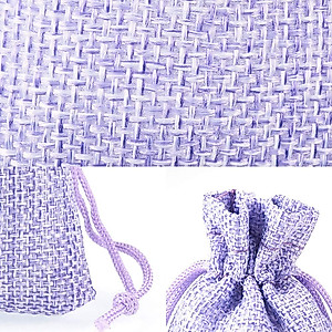 Tvoip 30Pack Burlap Bags with Drawstring Gift Bags Jewelry Pouch for Wedding Party and DIY Craft (Light Purple, 4 x 5.5 Inch)