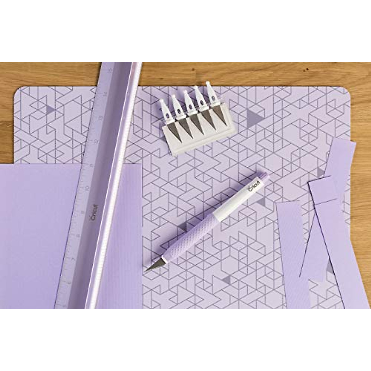 Cricut Metal Ruler - Safety Cutting Ruler for Use with Rotary Cutters, Cricut TrueControl knife, Xacto knife - Great For Quilting, Scrapbooking, Crafting and Paper Cutting - 18", [Lilac]