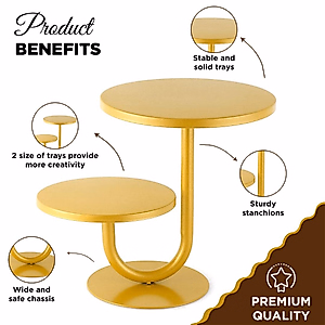 Gold Wedding Cake Stand 10/8", Dessert Table Display Set with Spatula, Cake Stands for Dessert Table, Multipurpose Cake Holder, Cup Cake Tier Stand, Cupcake Stand, Dessert Plate, Dessert Stand