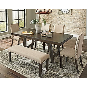 Signature Design by Ashley Rokane Rustic Farmhouse Dining Room Extension Table, Seats up to 8, Brown