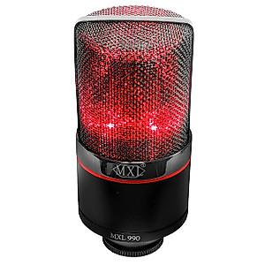 MXL 990 Condenser Microphone for Podcasting, Singing, Home Studio Recording, Gaming & Streaming | Red LED Lights | XLR | Large Diaphragm (Blaze)