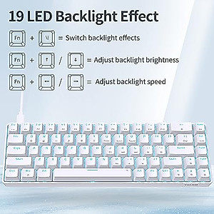 TMKB 60 Percent Gaming Keyboard LED Backlit Ultra-Compact 68 Keys Mechanical Keyboard with Separate Arrow/Control Keys, T68SE, Red Switch