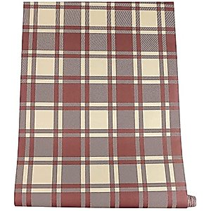 Peel and Stick Farmhouse Style Plaid Contact Paper Shelf Liner for Kitchen Cabinets Pantry Table Dresser Drawer Furniture Wall Decal 17.7X117 Inches