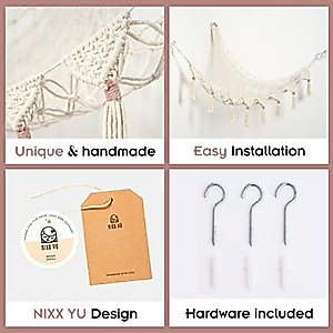 NIXX YU Stuffed Animal Net or Hammock, Macrame Toy Hammock Hanging Pet Net for Squishmallow Plushie Holder Teddy Bear Organizer Kids Room Storage Ideas (39"x39"x44")