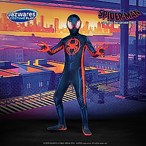 Marvel Miles Morales: Spider-Man Official Youth Deluxe Zentai Costume - Stretch Spandex with Hidden Zippers, Wrist Slits (XS) Multi
