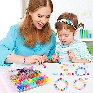 DULEFUN Glow Beads Bracelet Making Kit, Glow in The Dark Pony Beads Letter Beads Heart Beads for Bracelets Jewelry Making Luminous Plastic Glow Beads DIY Craft Gifts for Girls Kids Adults