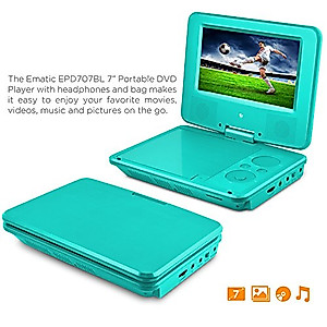 Ematic 7" Portable DVD Player with Matching Headphones and Bag - EPD707TL