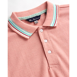 Ben Sherman Boys' Polo Shirt - Classic Fit Short Sleeve Pique Polo - Comfort Stretch Golf Shirt for Boys (8-18), Size 10-12, Pink