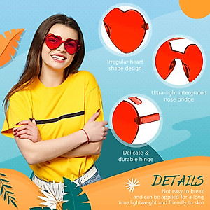 RTBOFY 6 Pack Heart Sunglasses, Heart Shaped Sunglasses with Transparent Candy Color for Women Party Favor