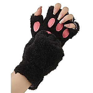 OTPEH Cat Paws Gloves Fingerless Bear Furry Paw Cute Hand Paw Gear Cosplay Costume Accessories