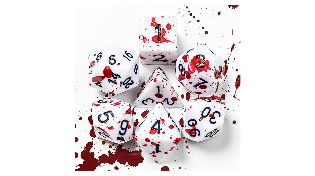 FLASHOWL Vampire Blood Splatter D&D Dice Set | RPG Gaming