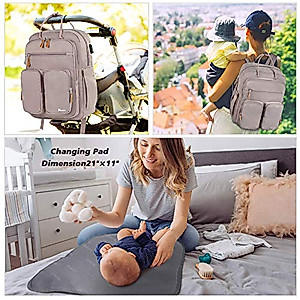 Mancro Diaper Bag Backpack, Baby Bags for Mom and Dad Maternity Diaper Bag for Girls, Large Capacity Waterproof Bag with USB Charging Port, Insulated Pockets, Stroller Straps, Grey