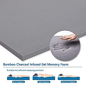 LIFERECORD 10 Inch Twin Size Mattress, Medium Feel Memory Foam Mattress, Gel Bamboo Charcoal Memory Foam Mattresses Regulates Temperature, Made in USA, Mattress in A Box, CertiPUR-US,SFT-10T