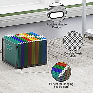 Samstar File Folder Box, Mesh Hanging File Organizer File Crate Folder Bin Holder Storage Box, Letter Size, Black