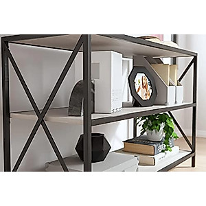 Signature Design by Ashley Bayflynn Modern Industrial 2 Shelf Bookcase, White & Black