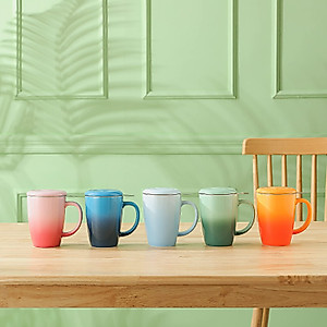 Henten Home Ceramics Tea Cup with Loose Leaf Infuser, Spoon and Lid, 15oz, Large Tea infuser Mug for Tea, Coffee, Milk-Microwave and Dishwasher Safe(15oz,Navy Blue)