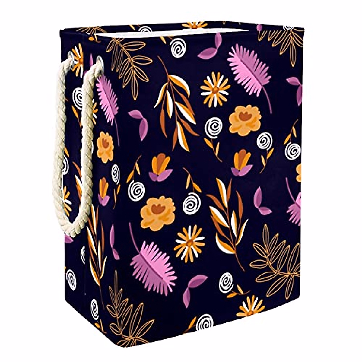 DEYYA Waterproof Laundry Baskets Tall Sturdy Foldable Flower Leaf Print Hamper for Adult Kids Teen Boys Girls in Bedrooms Bathroom