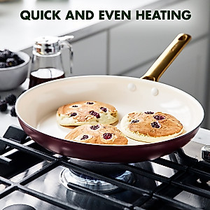 GreenPan Reserve Hard Anodized Healthy Ceramic Nonstick 10 Piece Cookware Pots and Pans Set, Gold Handle, PFAS-Free, Dishwasher Safe, Oven Safe, Merlot Purple