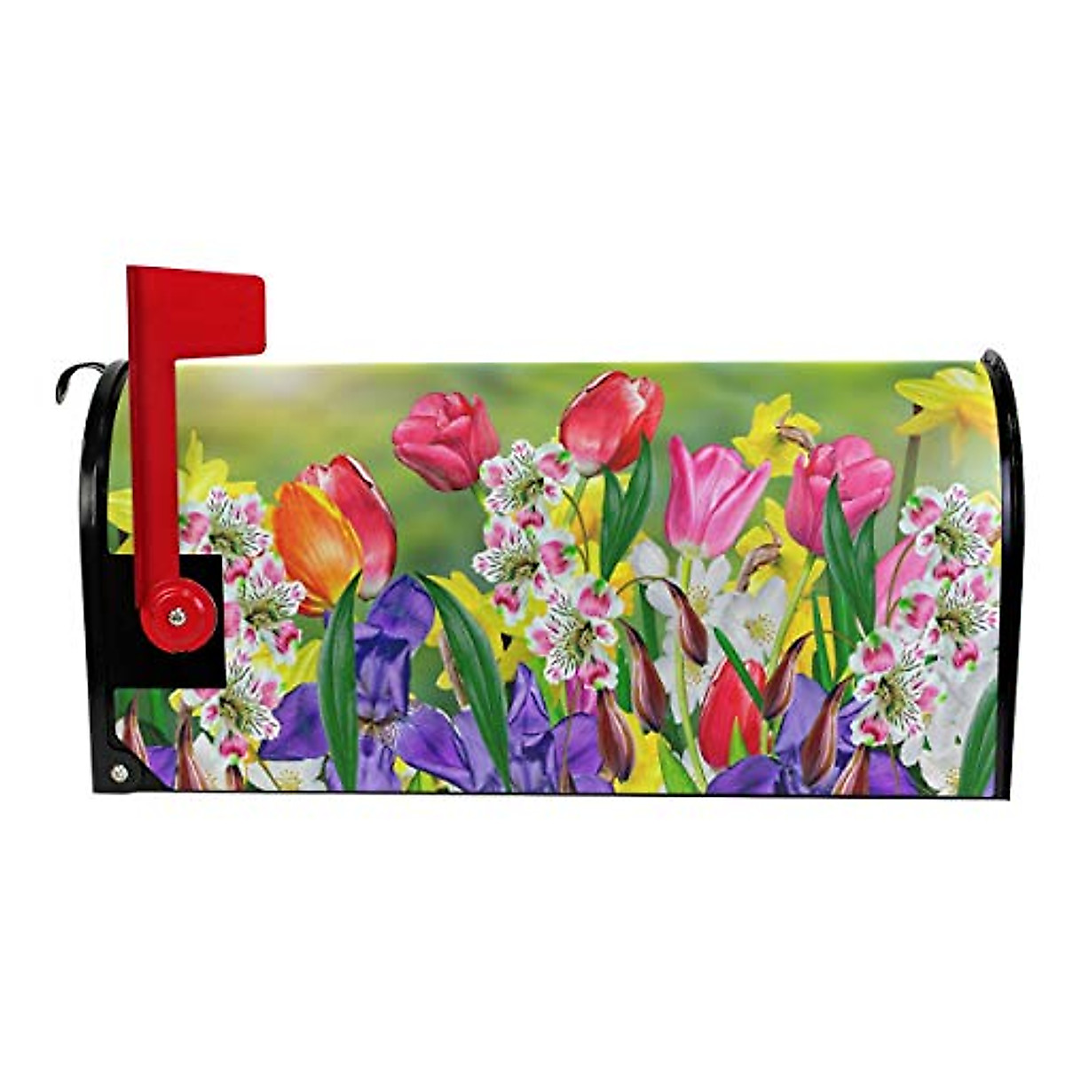 WOOR Spring Summer Flowers Daffodils and Tulips Magnetic Mailbox Cover Garden Yard Home Decor for Outdoor Standard Size-18"x 20.8"