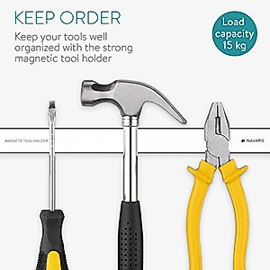 Navaris Magnetic Tool Strip Holder - 24 Inch Heavy Duty Magnet Bar - Extra Strong Organizer Holder for Garage Wall, Shop, Hand Tools, Screwdrivers