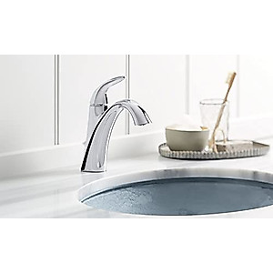 KOHLER K-45800-4-CP Alteo Handle Single Hole or Centerset Bathroom Faucet with Metal Drain, One Size, Polished Chrome