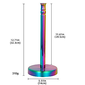 Paper Towel Holder Countertop, Rainbow Kitchen Paper Towel Holder Stand with Stainless Steel Base for Kitchen and Bathroom Organization, Classic Fashion Kitchen Roll Dispenser