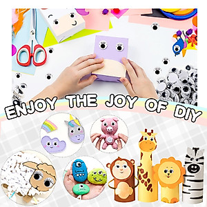 TOAOB 210pcs Black Wiggle Googly Eyes Self Adhesive with Eyelashes Round 10mm Plastic Sticker Eyes for DIY Crafts Scrapbooking Decoration