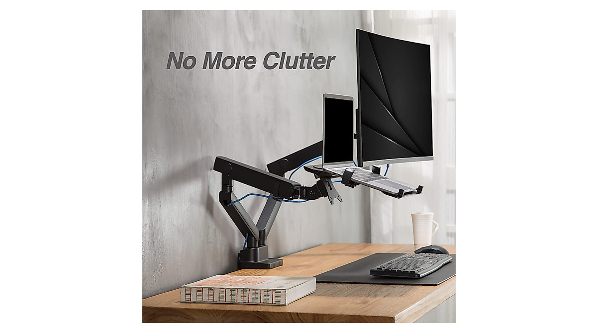 AVLT Laptop and Monitor Arm - Mount 15.6" Notebook and 32" Monitor on 2 ...