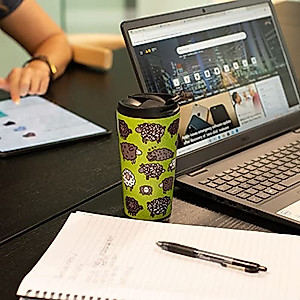 Eco Chic Reusable Thermal Coffee Cup | Stainless Steel Insulated Travel Mug with Leakproof Lid | Eco-Friendly and Reusable for Hot & Cold Drinks (Green Sheep, 380ml/13oz)