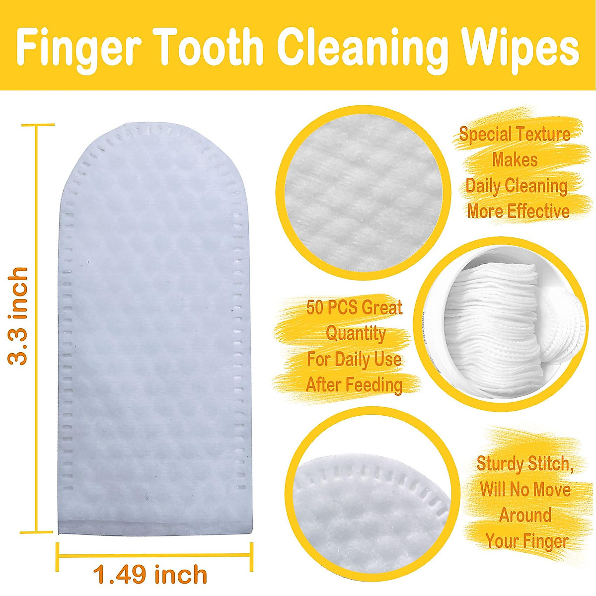 Irisarc 50pcs Pet Teeth Cleaning Finger Wipes for Dogs - Dog Dental Care Finger Wipes - Remove Plaque and Clean Teeth to Freshen Breath - Dog Teeth Cleaning